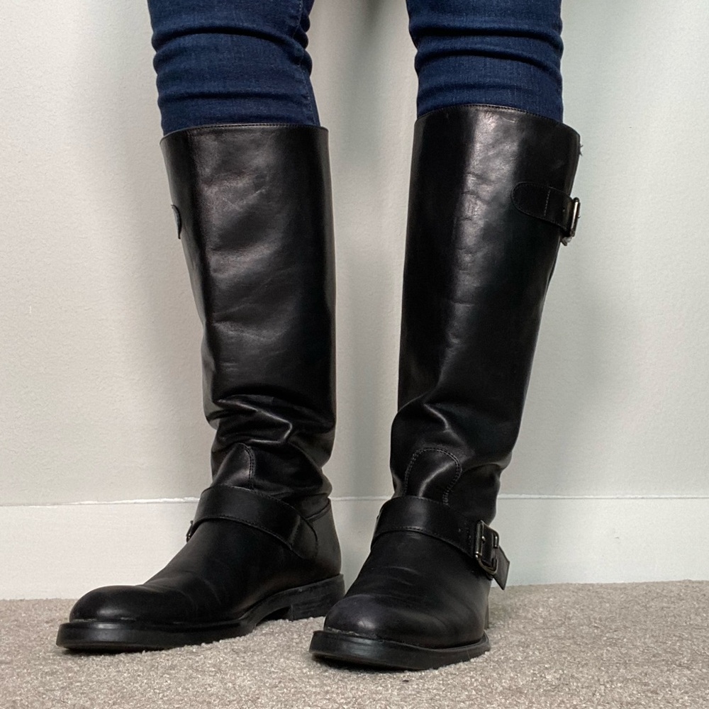 Studio Pollini Black Leather Riding Style Boot - Gem